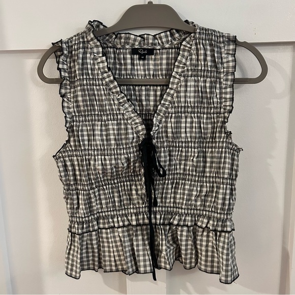 Rails | Tops | Rails Martine Top In Ivory Jet Gingham Tie Front | Poshmark